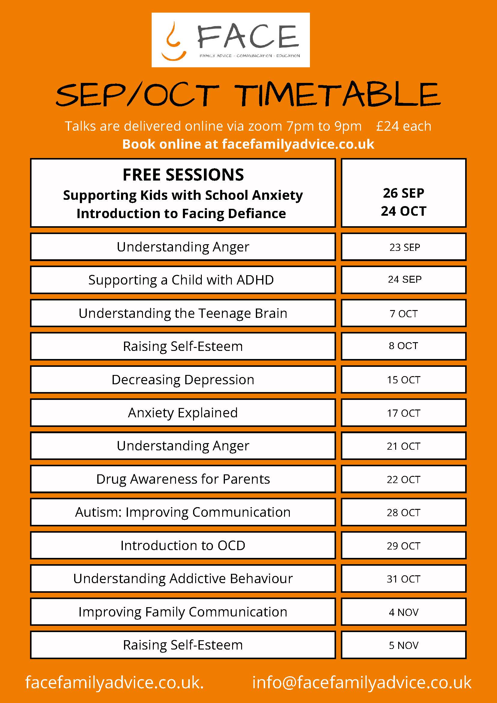 FACE Timetable – Queen Elizabeth High School FACE Timetable – Queen Elizabeth High School