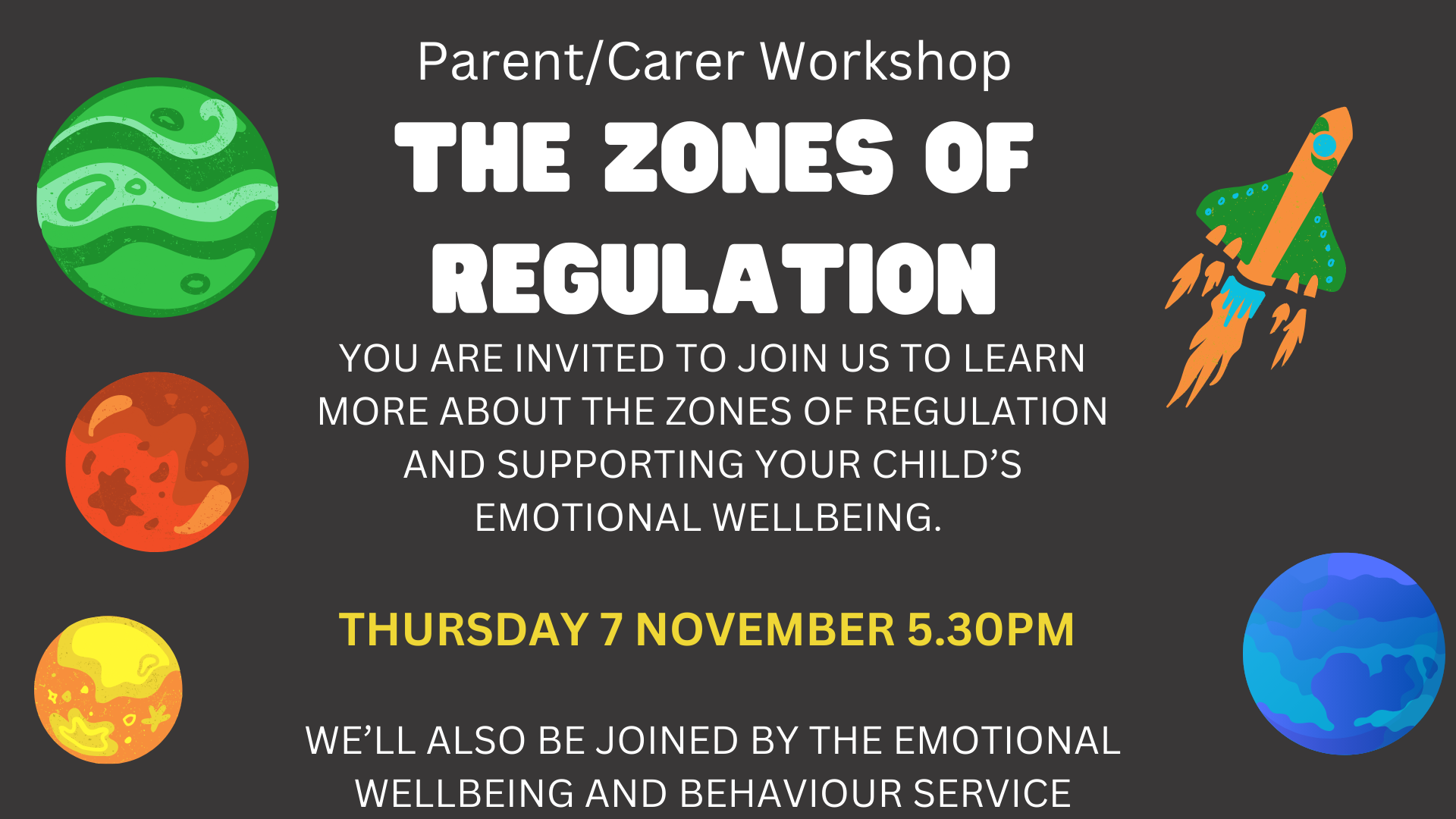 Parent Workshop – Zones of Regulation – Queen Elizabeth High School